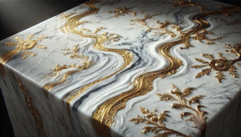 Elegant White Marble Texture with Intricate Golden Veins and Dramatic Lighting Stock ...