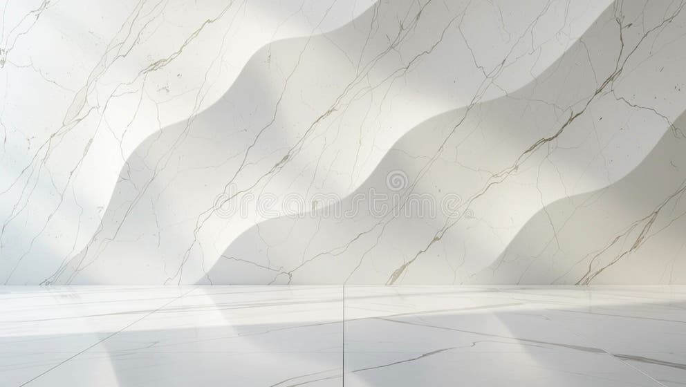 Elegant White Marble Wall and Floor with Dramatic Sunlight Shadows ...