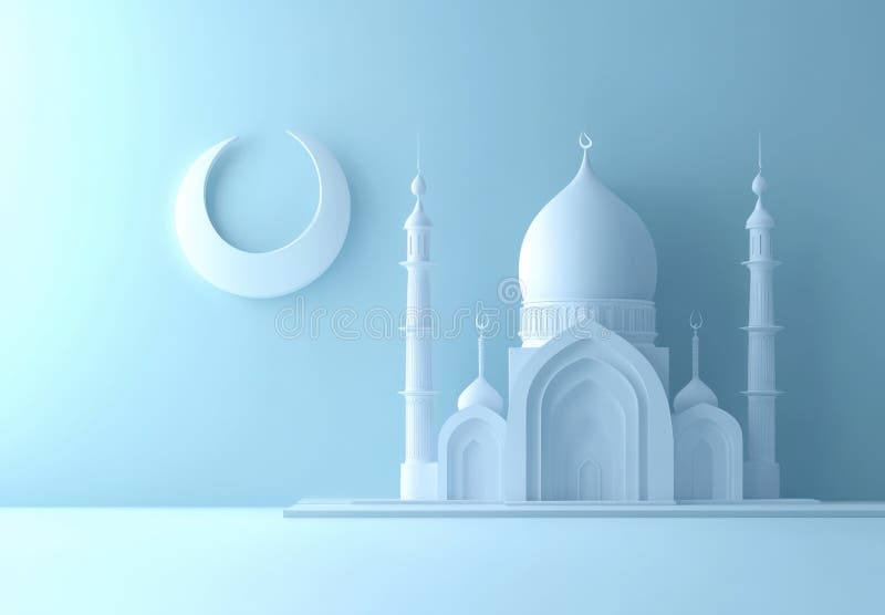 Elegant White Mosque Design for Eid and Ramadan Mockup Stock ...