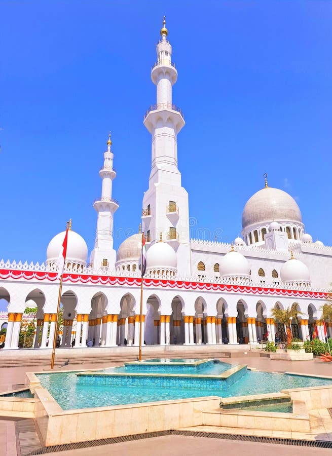 Elegant White Mosque with Islamic Architectural Details Stock Photo ...