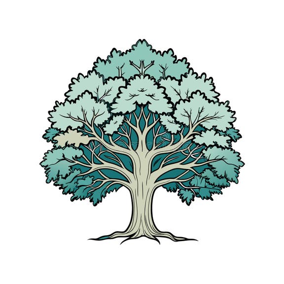 Elegant White Oak Tree Design Stock Illustration - Illustration of ...