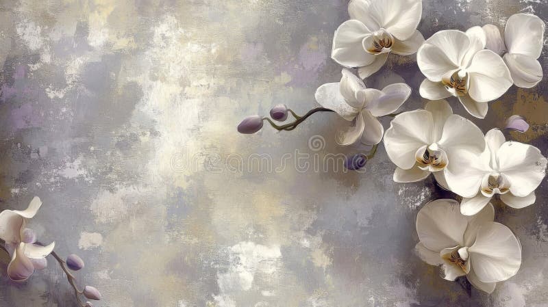 Elegant White Orchids on a Textured Background Stock Illustration ...