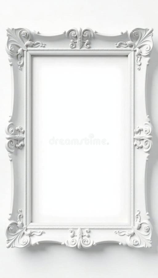 Elegant White Ornate Frame Isolated on White Perfect for Art Display ...