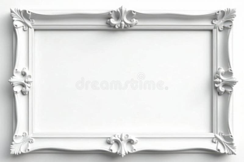 Elegant White Ornate Frame, Minimal Design, Isolated , Design Resource, Art Museum Stock ...