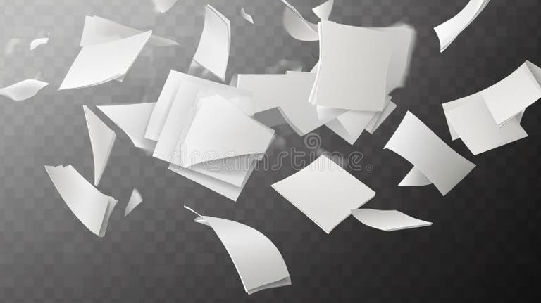 Elegant White Paper Sheets Falling Down for Modern Designs Stock ...