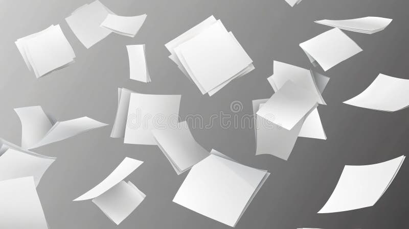 Elegant White Paper Sheets Falling Down for Modern Designs Stock ...