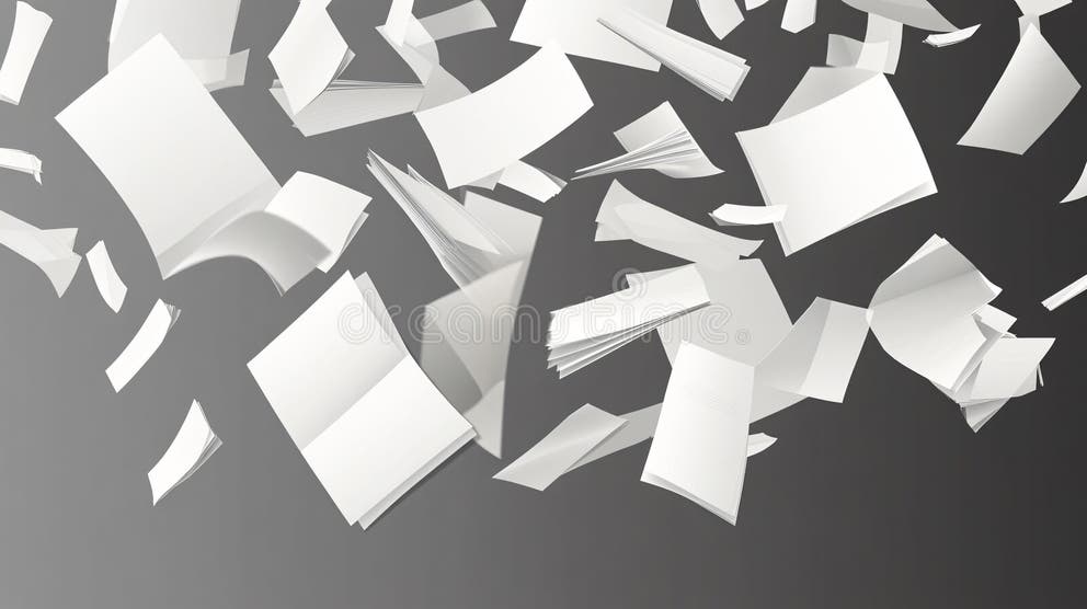 Elegant White Paper Sheets Falling Down for Modern Designs Stock ...