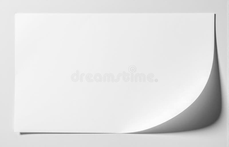 Curled Corner White Paper Page Isolated on Light Wall Background Simple ...