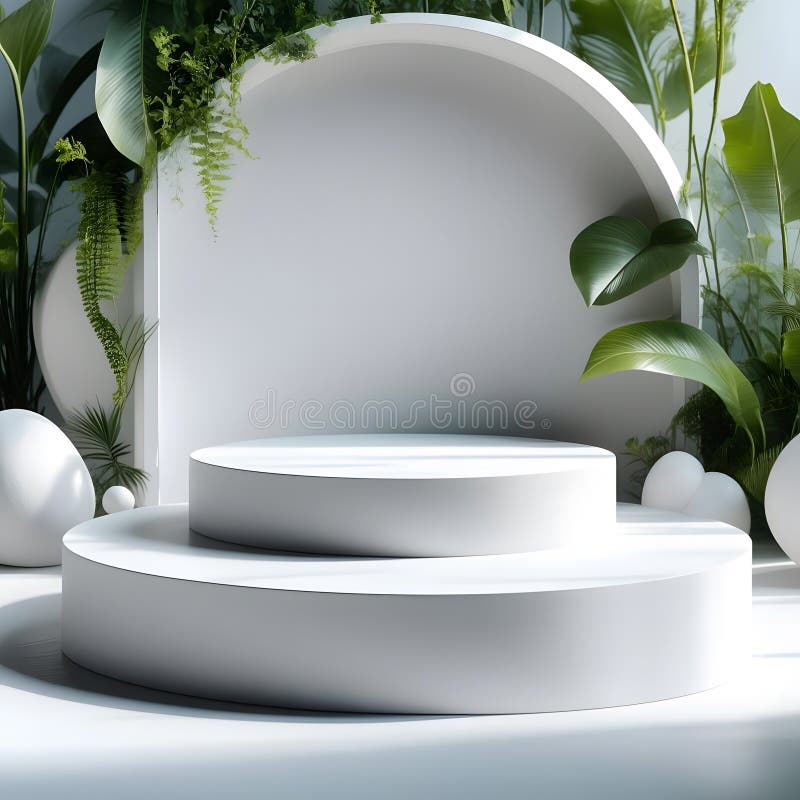 Elegant White Podium Modern Design with Soft Shadows and Layered Shape ...