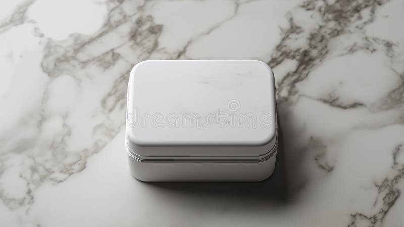 Elegant White Rectangular Container on a Marble Surface with Subtle ...