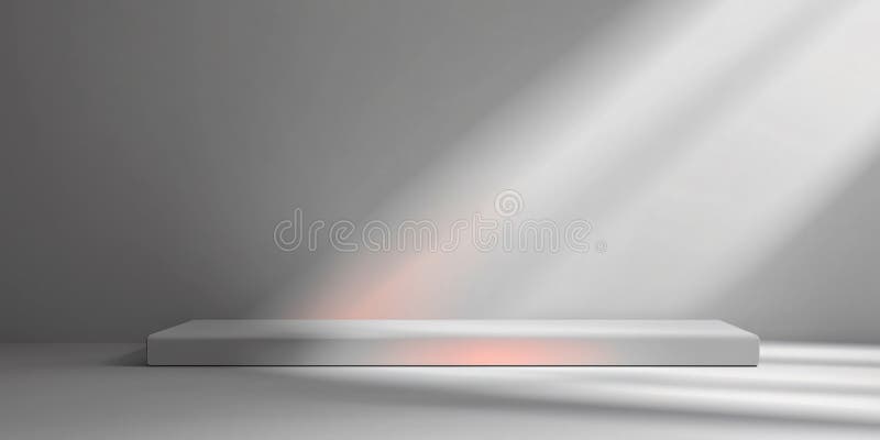 Elegant White Rectangular Podium with Soft Lighting, Ideal for Product ...