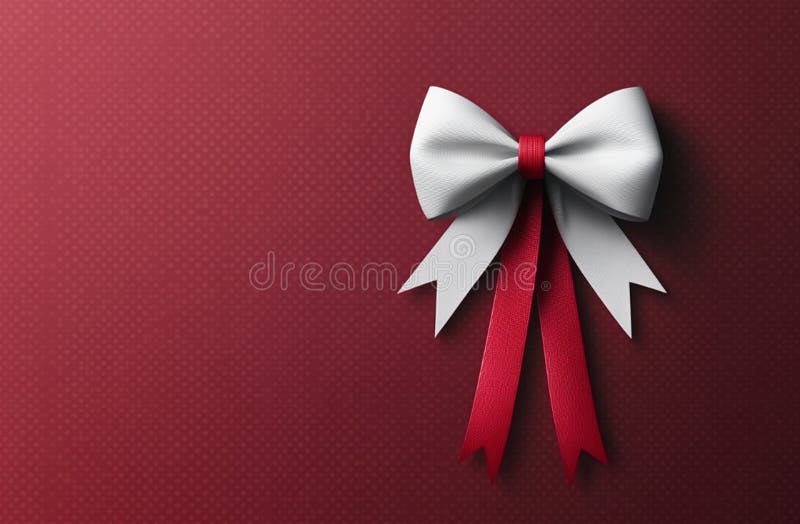 Elegant White and Red Bow on Maroon Background Festive Gift Decoration ...