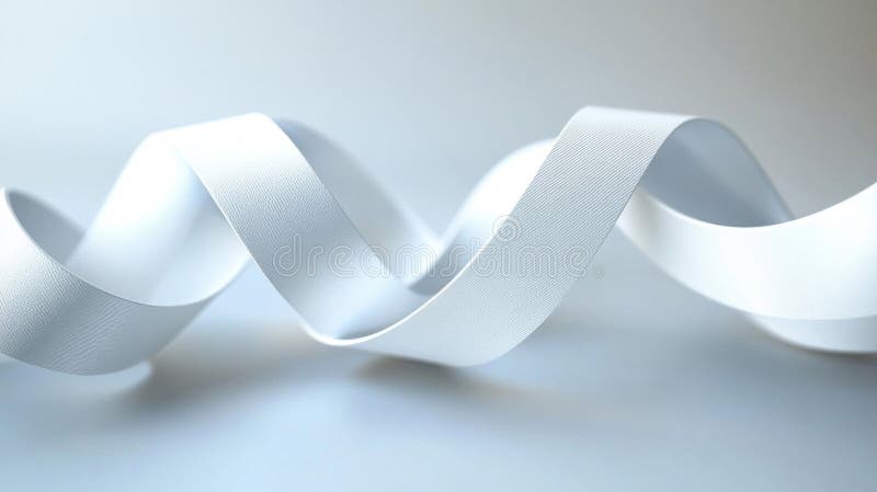 Elegant White Ribbon Curving and Spiraling on a Softly Lit Neutral ...
