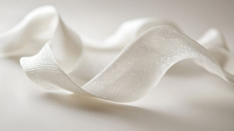 Elegant White Ribbon Swirling Softly on White Background Stock ...