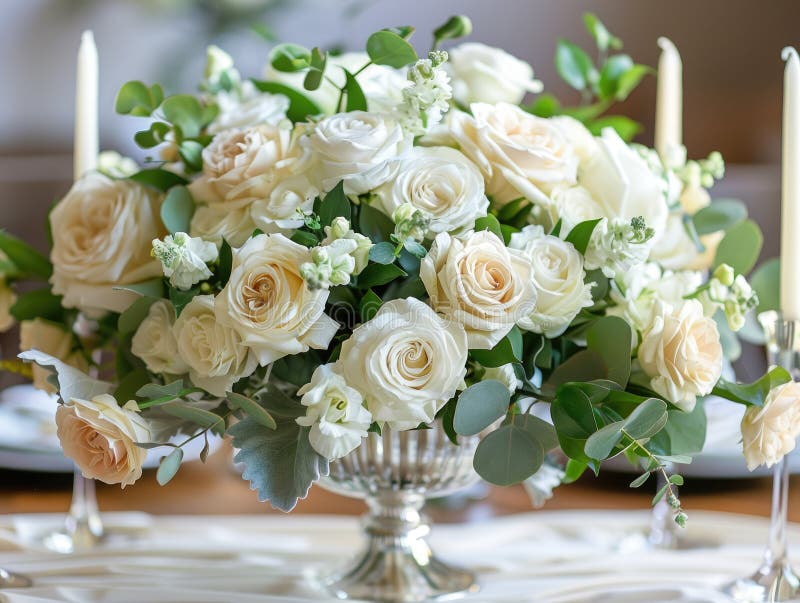 Elegant White Roses in a Glass Vase Stock Illustration - Illustration ...