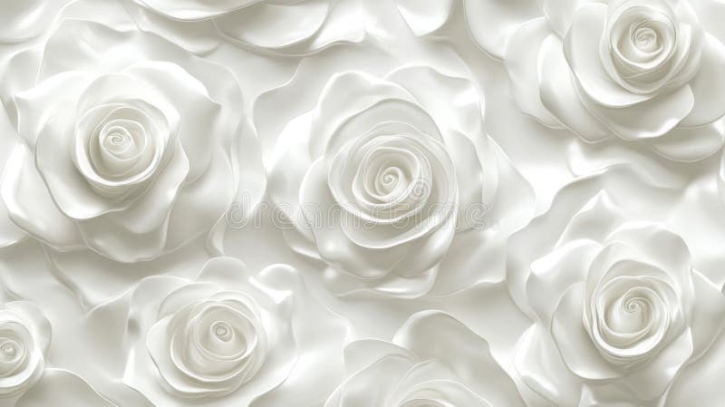 Elegant White Roses Satin Texture Floral Design Stock Illustration ...