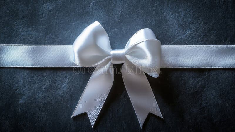Elegant White Satin Ribbon Bow on Dark Background Stock Illustration ...