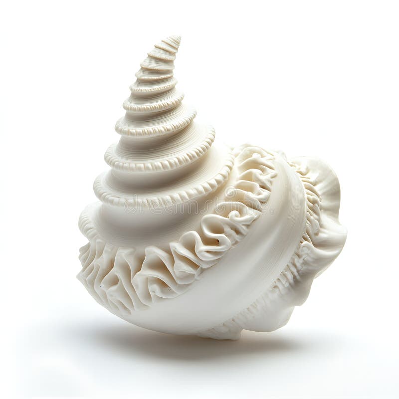 Elegant White Seashell Detailed Close Up Studio Shot Isolated on White ...