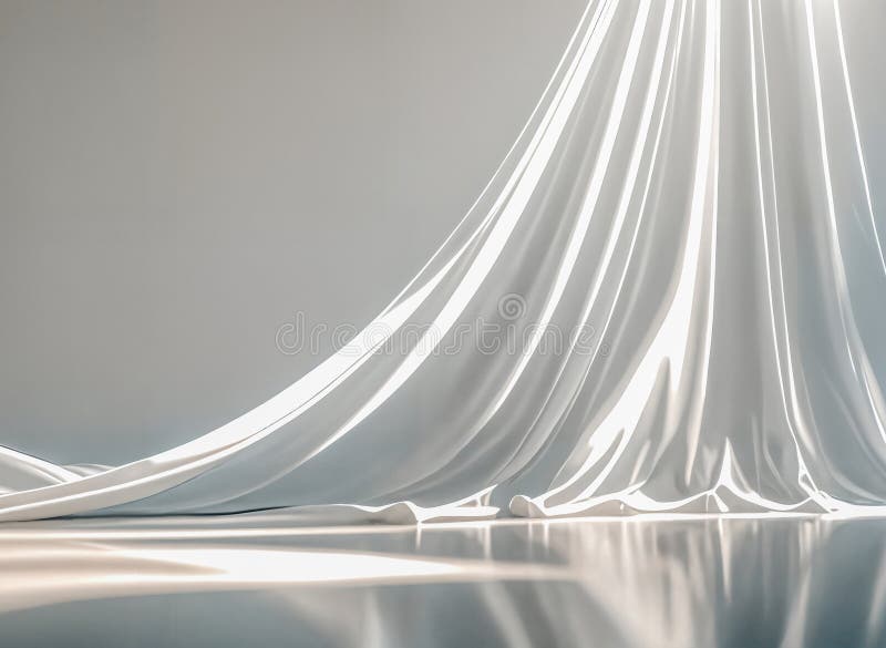 Elegant White Sheer Fabric on White Background. Stock Photo - Image of ...