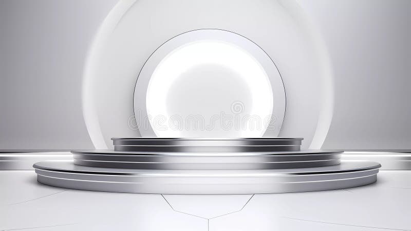 An Elegant White and Silver Podium Display with Sophisticated and ...