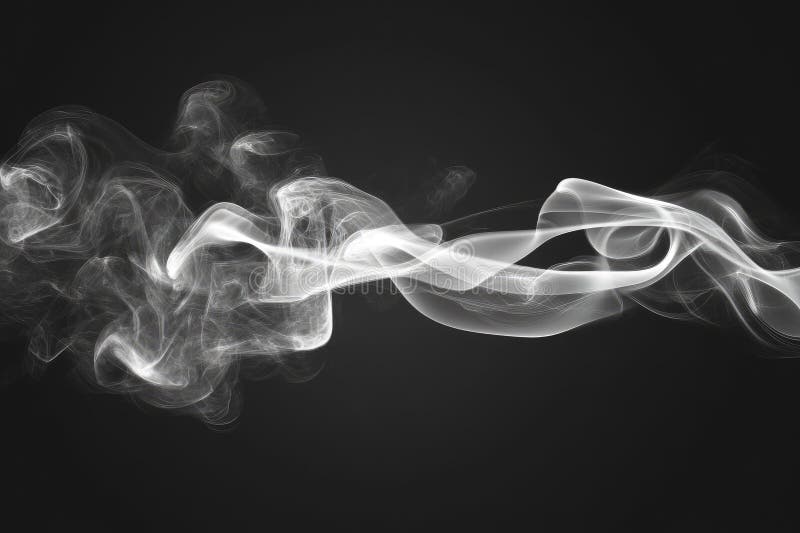Elegant White Smoke Flowing Abstractly Against Black Background Design ...
