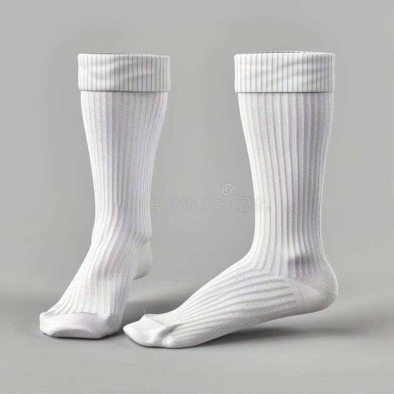 Elegant White Socks Displayed on a Soft Gray Background with a ...