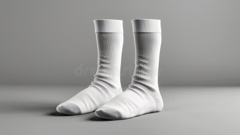 Elegant White Socks Displayed on a Soft Gray Background with a ...