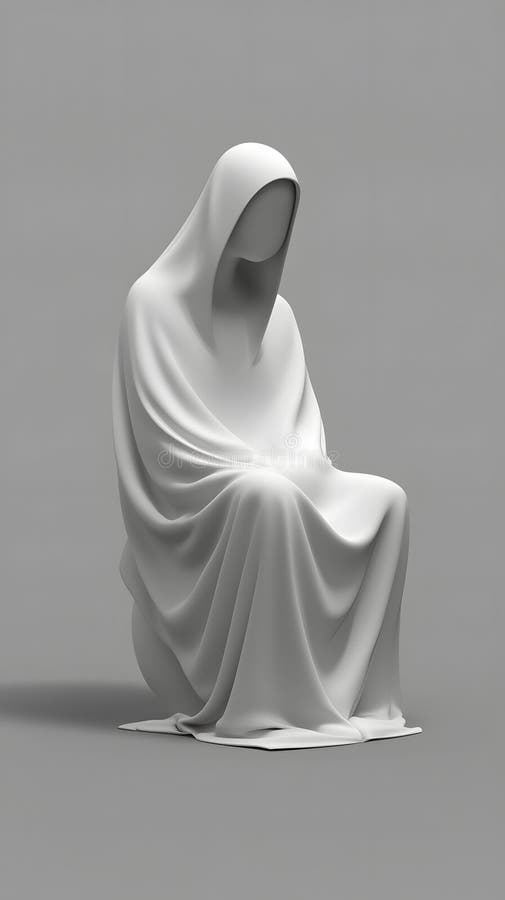 Elegant White Statue of a Seated Figure Stock Illustration ...