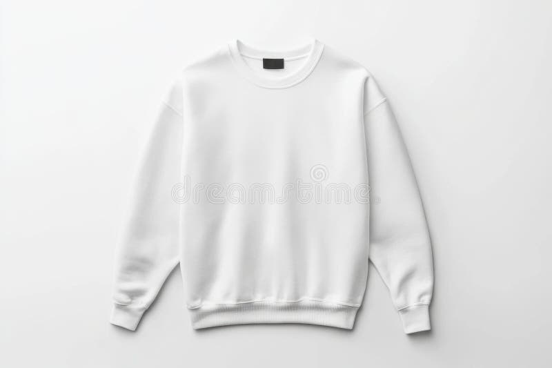 Elegant White Sweatshirt Mockup on a Plain Background Showcasing Simple ...
