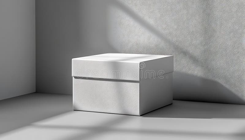 Elegant White Textured Box with Lid Mockup Display in Minimalist ...