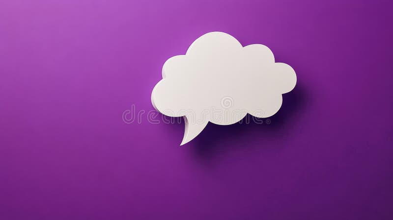 Elegant White Thought Bubble Cutout on Rich Purple Backdrop for Design ...