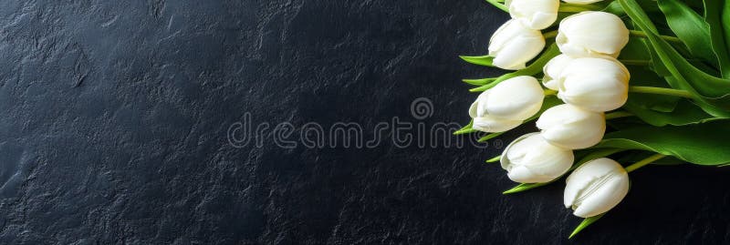 Elegant White Tulips Arranged on the Right Edge, Beautifully Framed by ...