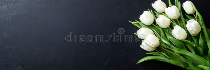 Elegant White Tulips Arranged on the Right Edge, Beautifully Framed by ...