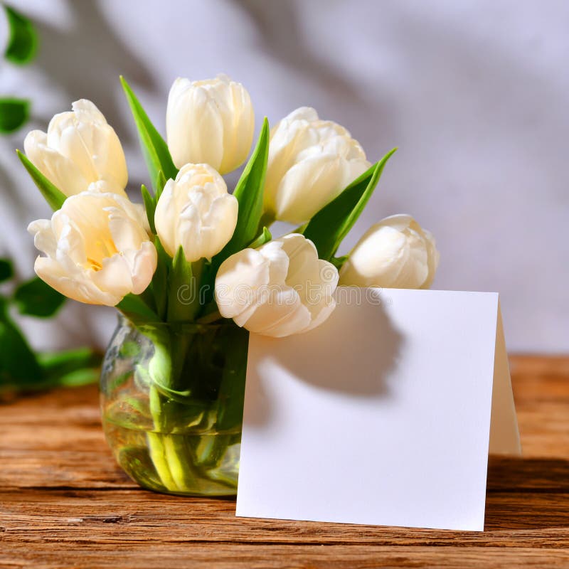 Elegant White Tulips Blank Card Perfect for Spring Greetings Stock Illustration - Illustration ...