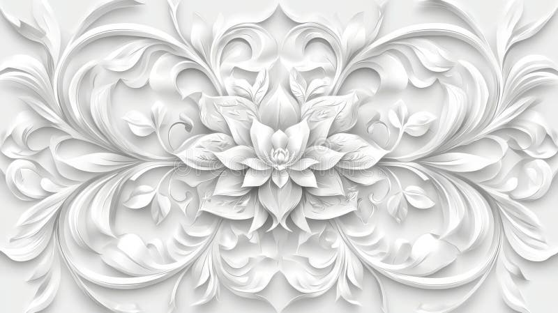 An Elegant White Wall Design with Stucco Mouldings Roccoco Element with ...