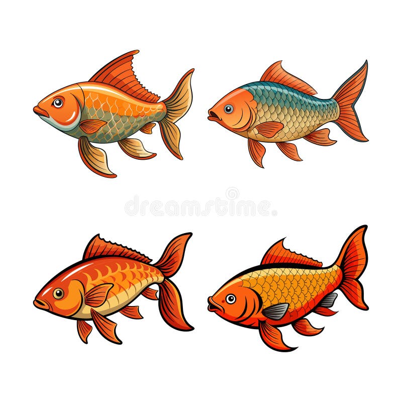 Elegant Widenedfin Carp Fish Realistic Art Stock Vector - Illustration ...