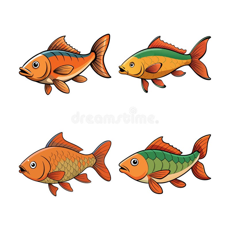 Elegant Widenedfin Carp Fish Realistic Art Stock Vector - Illustration ...