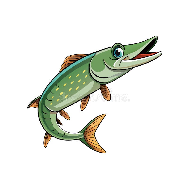 Elegant Wiggling Pike Realistic Fish Design Stock Photo - Illustration ...