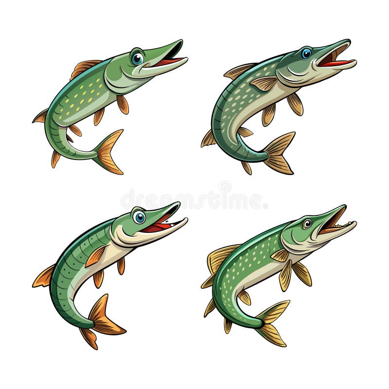 Elegant Wiggling Pike Realistic Fish Design Stock Vector - Illustration ...