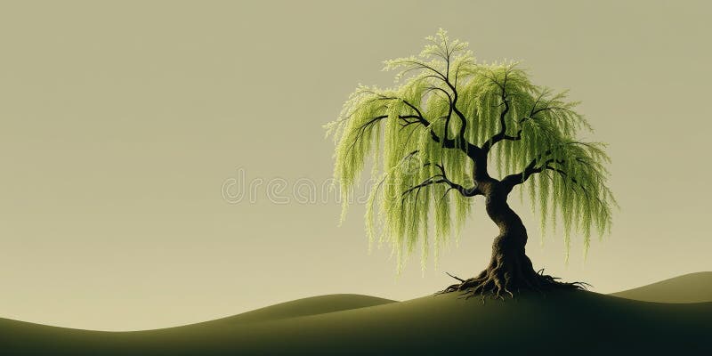 Elegant Willow Tree Vector Graphic a Minimalist Nature Illustration for ...