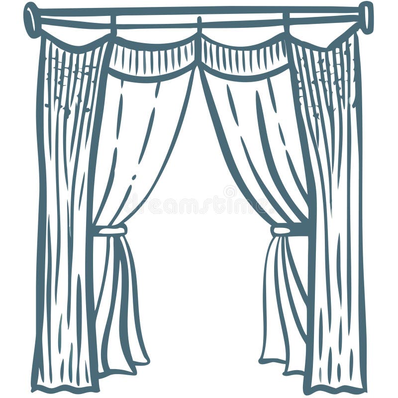 Elegant Window Curtains Vector Illustration Home Decor Design Stock ...