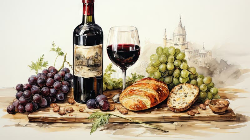 Elegant Wine and Cheese Table Setting with Artistic Background ...