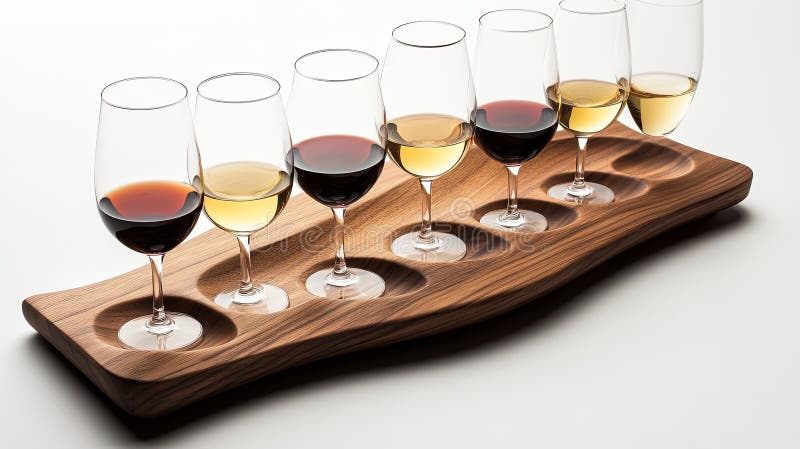 Elegant Wine Flight on Tasting Board. Stock Photo - Image of grape ...