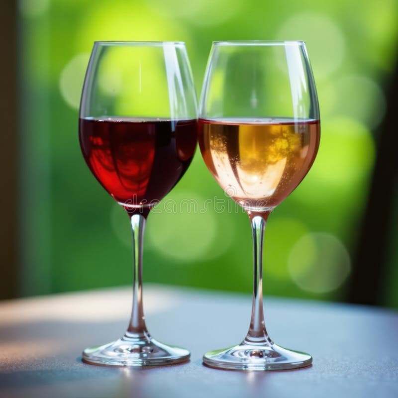 Elegant Wine Glasses Filled with Red and White Wine , Tasting, Red Wine ...