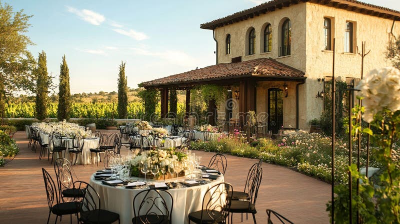Elegant Wine Tasting Event in Vineyard Garden. Stock Image - Image of ...