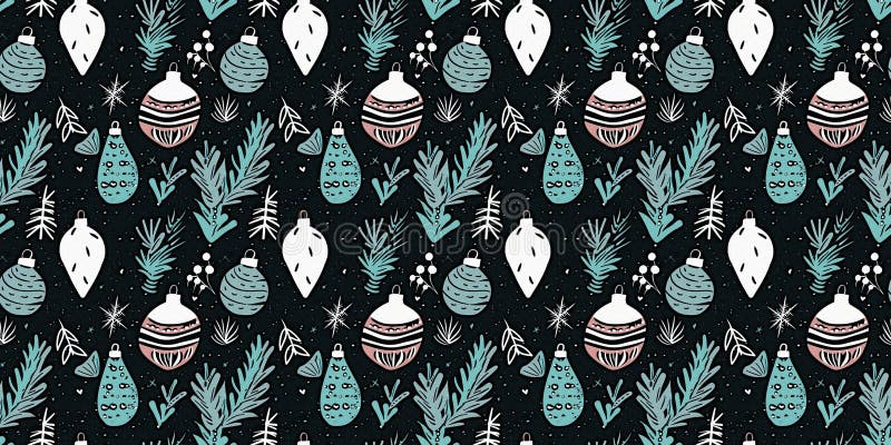 Elegant Winter Christmas Greenery Seamless Border Pattern with Snow ...