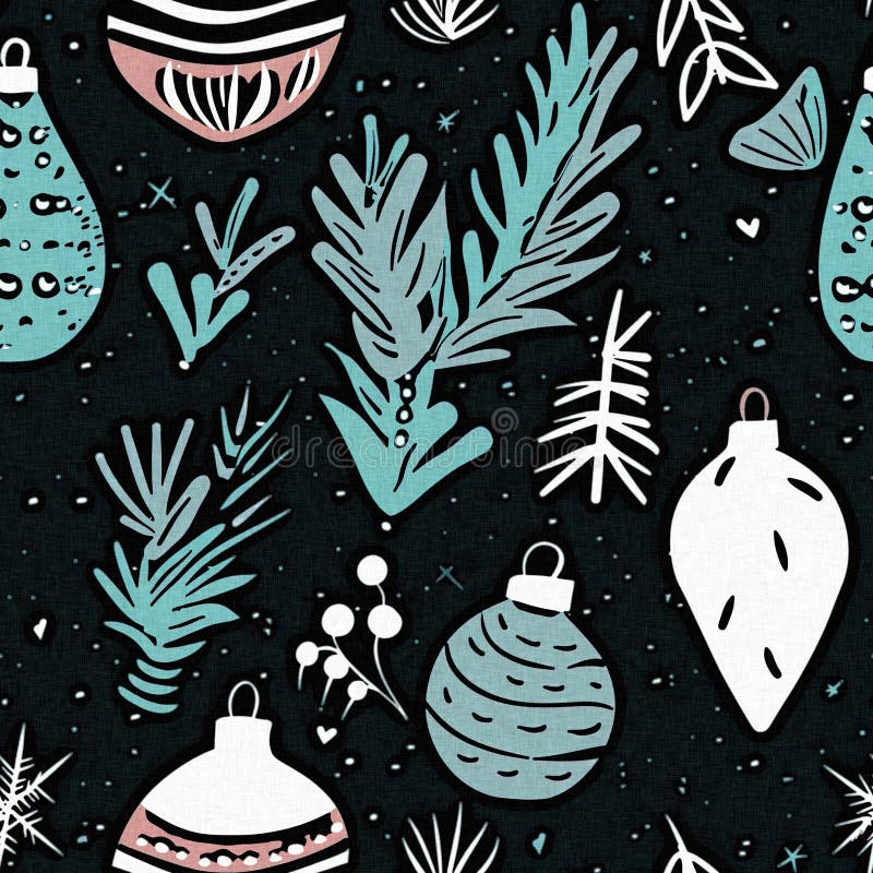 Elegant Winter Christmas Greenery Seamless Pattern with Snow Template ...