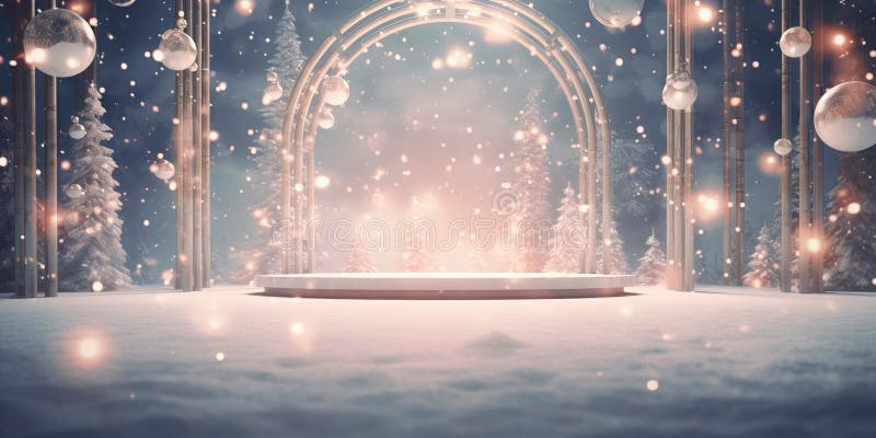 Elegant Winter Podium Event Background with Minimalist Design Stock ...