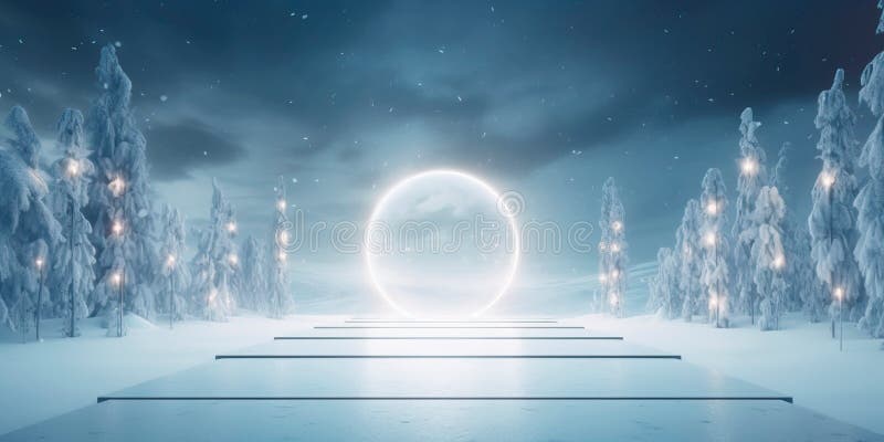 Elegant Winter Podium Event Background with Minimalist Design Stock ...