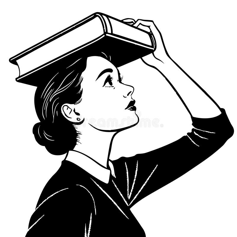 Elegant Woman Balancing Book on Head for Creative Learning and ...